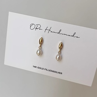 OPrecious天然淡水珍珠米珠耳钉