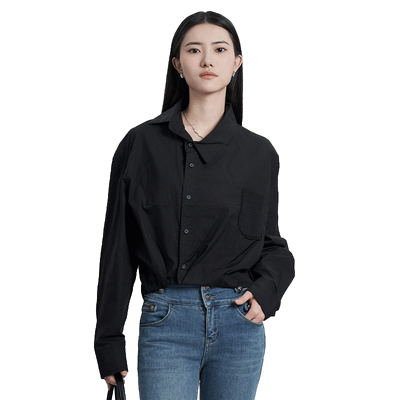 ivykki长袖不对称衬衫