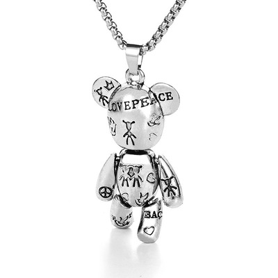 可活动暴力小熊项链饰品男潮嘻哈个性吊坠卫衣毛衣链配饰厂家