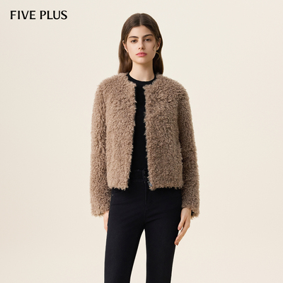 FIVE PLUS颗粒绒毛毛外套女通勤环保皮草软糯毛感