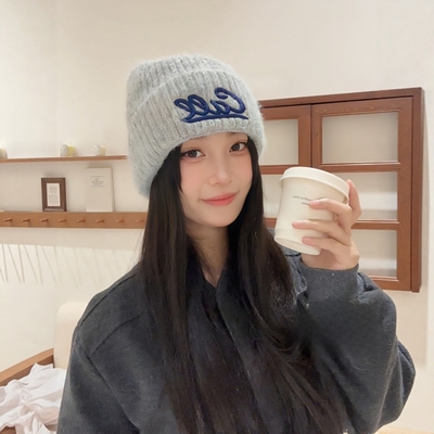 韩版宽松大头围针织毛线帽显脸小