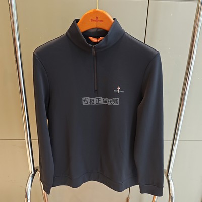 比音勒芬男士立领半拉链T恤黑色