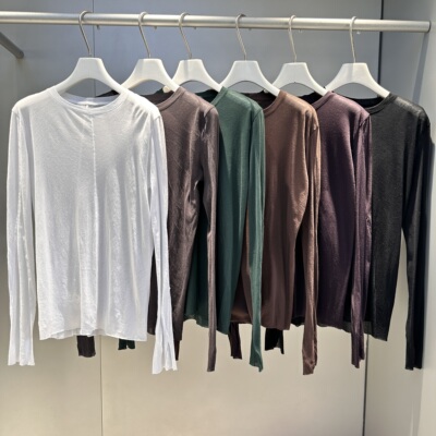 MACQNF正品2026春新款时尚百搭休闲显瘦圆领长袖打底T恤女MQ22309