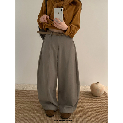 想象SAILORMOON秋冬韩系洋气显瘦时尚高腰休闲直筒牛仔裤配腰带女