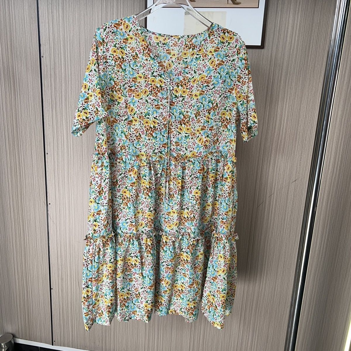 9677撤柜南油货连衣裙中年妈妈高端印花气质收腰宽松版夏季裙子