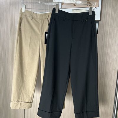 6036品牌撤柜DS新款翻边直筒裤女士九分雪茄裤休闲裤百搭