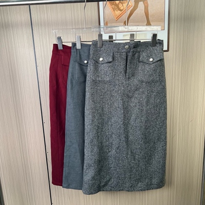 1081撤柜DS春秋时尚百搭中长款开叉半身裙