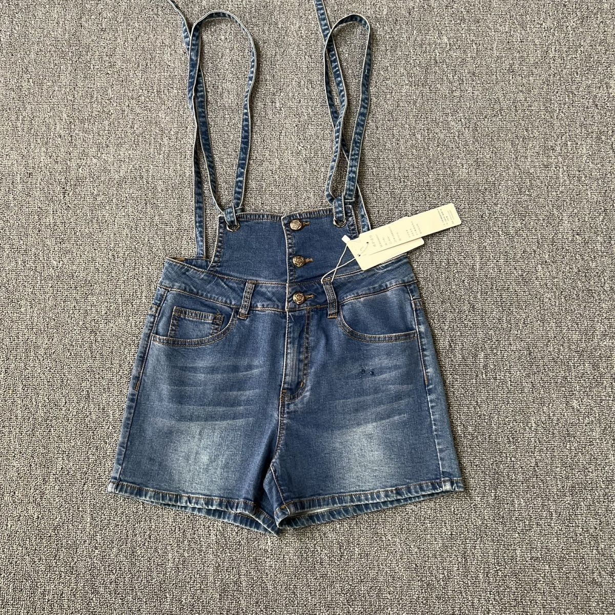 2319品牌撤柜SD夏季薄款水洗牛仔短裤女时尚减龄背带裤百搭