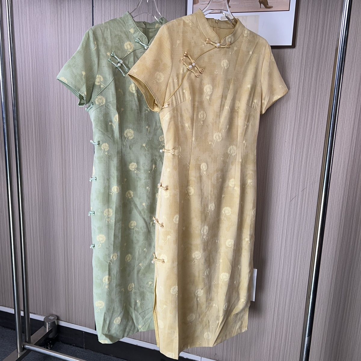 9090品牌撤柜夏季新款新中式旗袍款连衣裙女式修身开叉薄款裙子