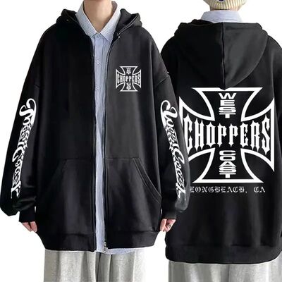 West Coast Choppers Cross Graphic Print Zipper Hoodie Men Hi