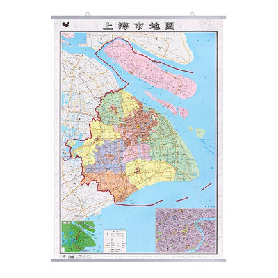 新版上海市地图高清彩印双面覆膜