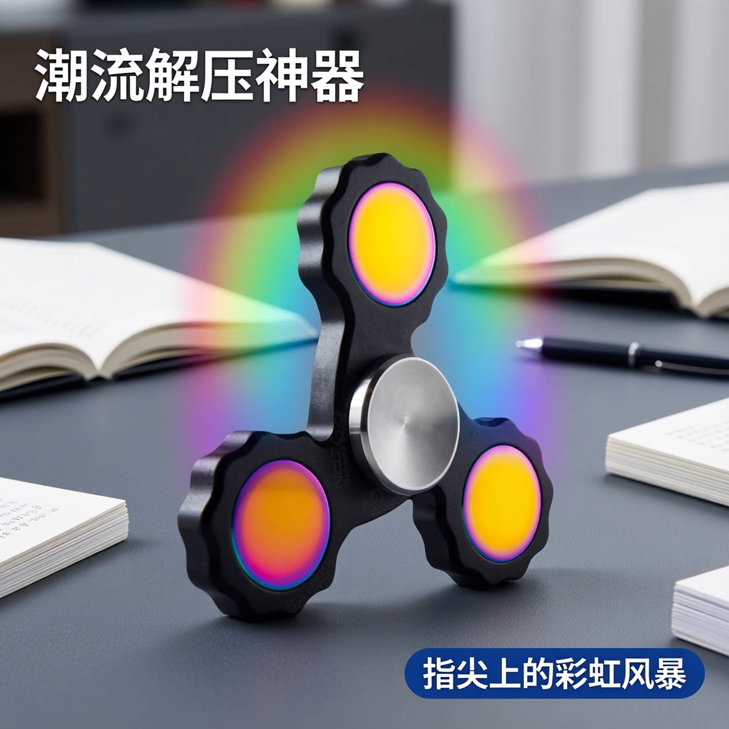 成人儿童学生放松解压潮流精品海外流行炫彩玩具铝合金指尖陀螺