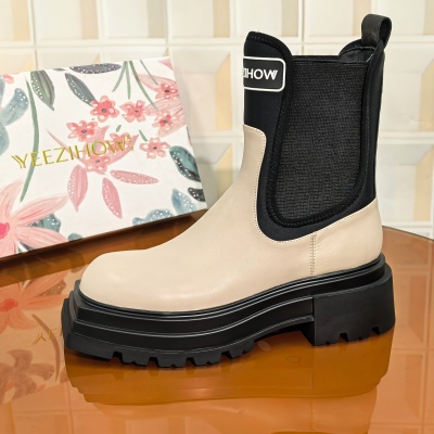 3741/5CM小牛皮中筒断码撤柜清仓处理马丁靴粘胶鞋时尚女鞋英伦风