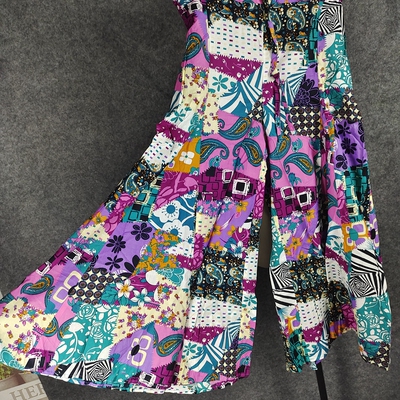 松紧泰国民族风纯棉长裤阔腿裤