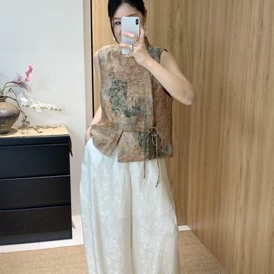 起起新中式必拿档口新中式气质优雅老钱印花小衫top1绝美花色马甲