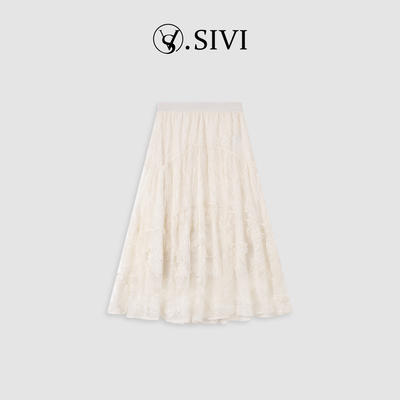 熙薇【纱缀繁花】高腰气质半身裙