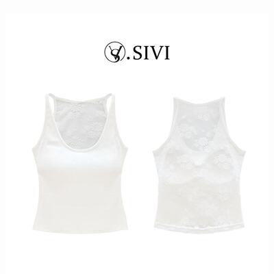 熙薇【蕾丝花背】2026春季新款时尚蕾丝拼接吊带背心M2555