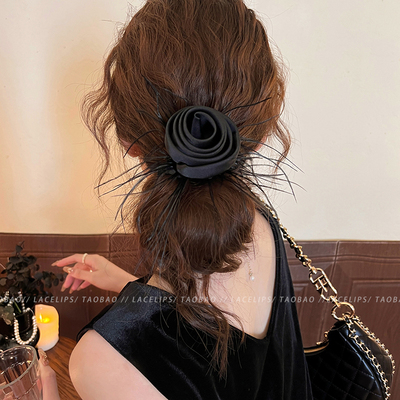 情迷玫瑰~羽毛花朵发圈女