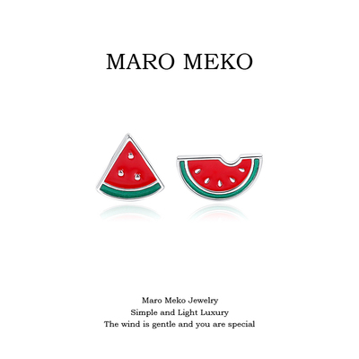 MaroMeko迷你红色西瓜小耳钉
