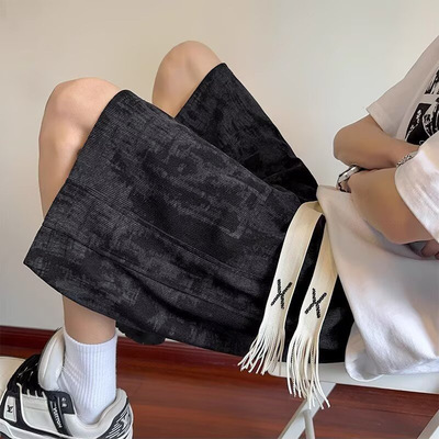 男士夏季美式时尚扎染短裤男高街ins百搭宽松潮流休闲运动五分裤