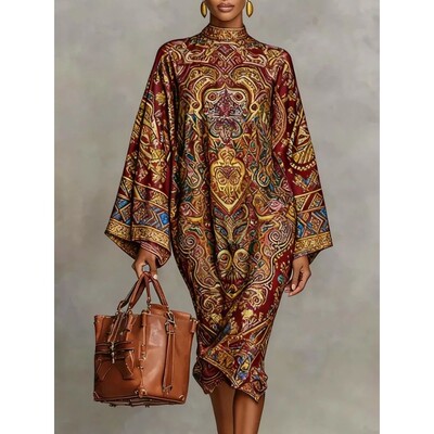 Yeezzi 2026 New Retro Classic Printed Party Evening Midi Dre
