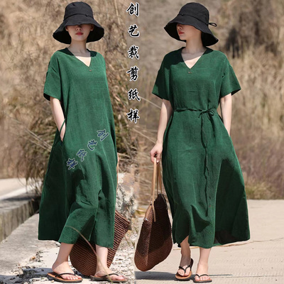 裁剪服装做衣服N01新款春夏龟纹香云纱真丝v领连衣裙长裙子女纸样