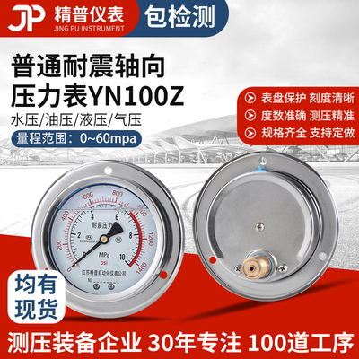 精普厂家普通耐震轴向带边压力表