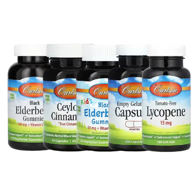 Carlson锡兰肉桂金芦荟儿童黑接骨木软糖+维生素C和锌空明胶胶囊