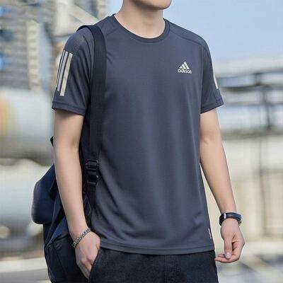 阿迪达斯男装透气圆领短袖T恤