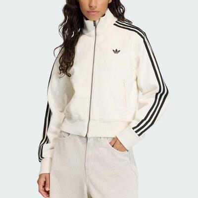 adidas三叶草女款立领条纹夹克