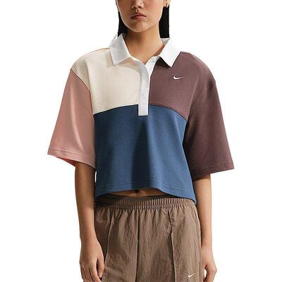 耐克女子撞色休闲POLO领短袖T恤