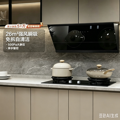 老板名气A318抽油烟机26m³大吸力侧吸挥手智控家用小尺寸套装