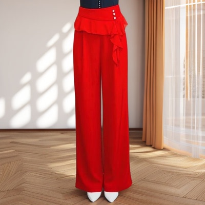 欢舞阁B0263摩登舞吉特巴广场舞飘带时尚三粒扣显瘦气质女士裤子