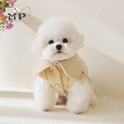 韩代宠物保暖翻领仿貂毛披肩马甲