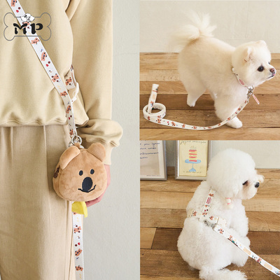 韩代矮袋鼠项圈胸背牵引绳拾便袋