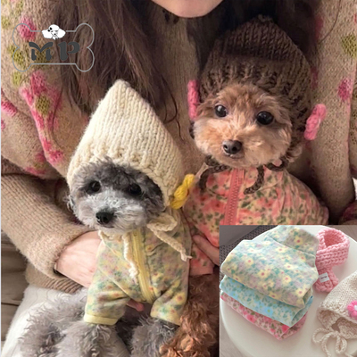 韩代宠物彩色花朵温暖抓绒外套