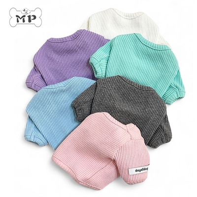 韩代宠物竖纹短款秋冬保暖T恤