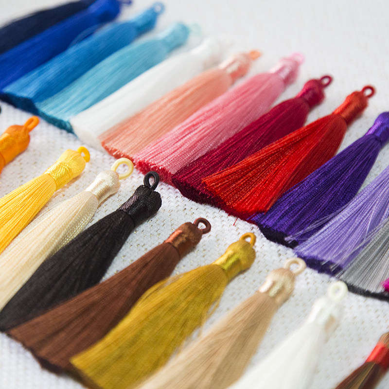 8cm小流苏穗冰丝扇子吊坠拉圈配饰书签手鞠球DIY耳环古风发簪胸针_虎窝淘