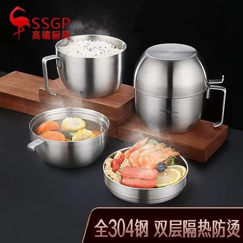 316不锈钢快餐杯304食品级防烫饭缸上班族饭盒学生食堂打饭专用碗
