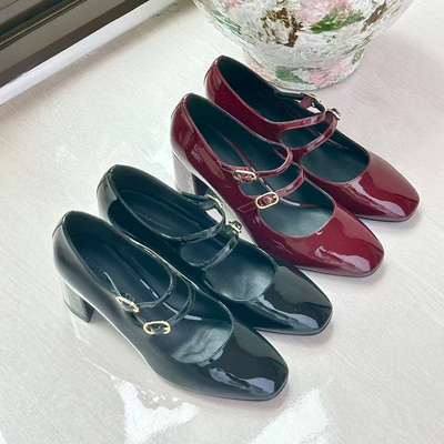 TRACYCHU能跑6cm玛丽鞋羊皮底