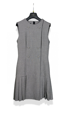 意大利代购GIADA迦达24秋冬新款格子双排扣无袖连衣裙