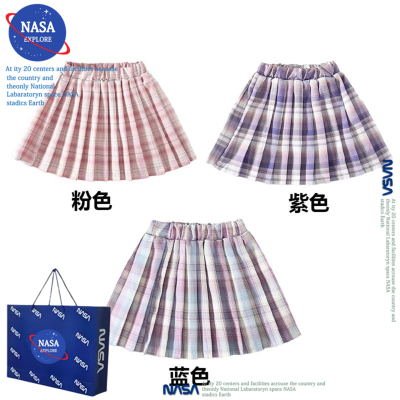 NASA女童JK制服裙格子裙中大童学院风百褶裙防走光夏季半身短裙子