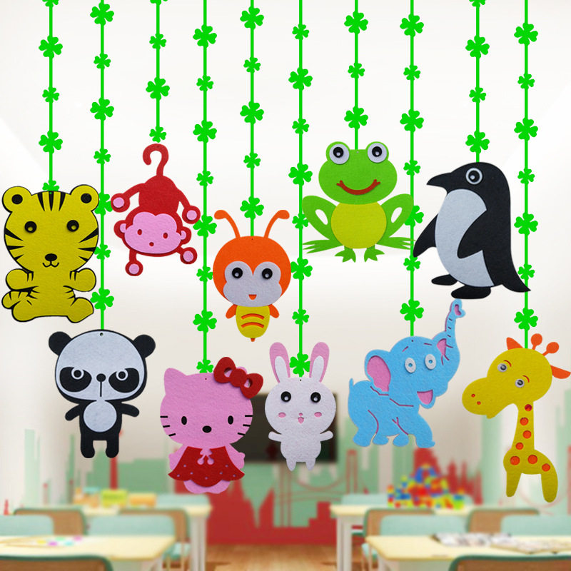 幼儿园教室走廊布置墙面装饰创意卡通动物 吊饰蔬菜水果商场挂件