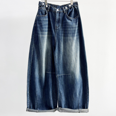 春新款CHYY宽松牛仔女弯刀裤显瘦