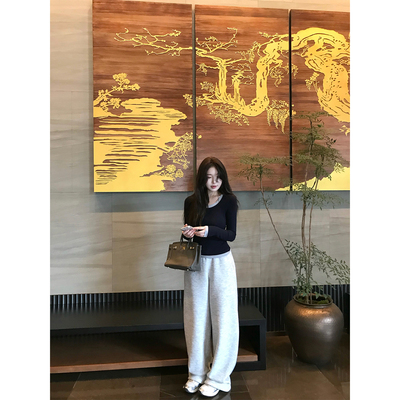 六羊毛加绒保暖慵懒宽松阔腿裤