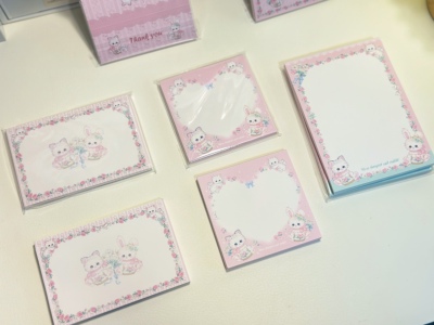 Pink berry原创设计可爱花园喵兔系列可撕便签本学习纸手账素材