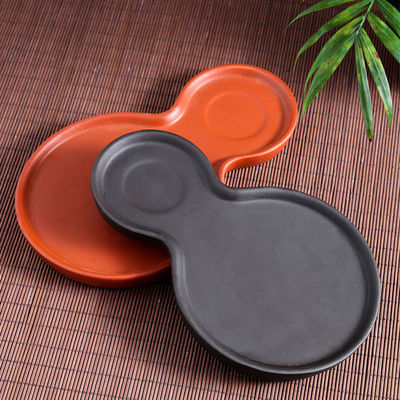 宜兴原矿紫砂八字盘葫芦壶承小茶盘壶垫茶托杯垫莲花功夫茶具套装