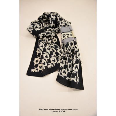 绵羊毛手工印花女士秋冬长款围巾