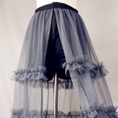 沙滩花边外搭罩裙网纱透视开叉