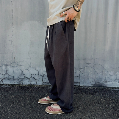 苎麻复古老钱风棉麻休闲裤